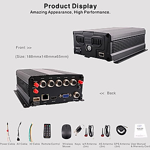 JOINLGO 4CH GPS 4G WiFi 1080P SSD/SD Drive Mobile Vehicle Car DVR mdvr Video Recorder Kit Remote Live View on Web/Phone 4pcs Side Rear View IR Camera 7 inch Monitor for Truck Bus Van