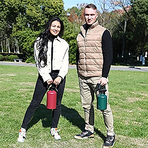 BJPKPK Insulated Water Bottles with Straw Lid,50oz Large Water Bottle,Stainless Steel Vacuum Water Bottle,Hot & Cold Insulated Water Bottles with 3 Lids and Paracord Handle,Gray