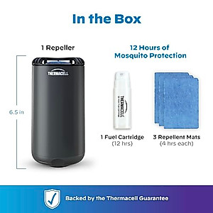 Thermacell Patio Shield Mosquito Repeller, Highly Effective Repellent, No Candles or Flames, DEET-Free, Scent-Free, Bug Spray Alternative, Includes 12-Hour Refill