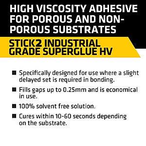 Everbuild HV50-EBD Stick 2 Industrial Grade High Viscosity Superglue, Clear, 50 g