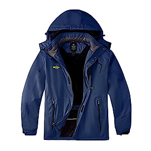 Wantdo Men's Big&Tall Waterproof Ski Jackets Plus Size Winter Coat with Hood Rain Coat Navy 4X-Large Big