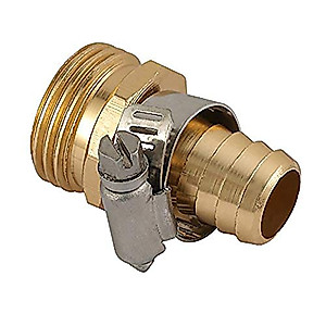 Hanobo 2 Pack Brass 5/8 Inch Male Thread Garden Hose Connectors Repair Mender with Clamps