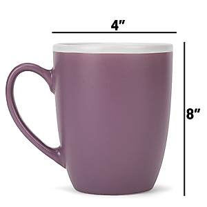 Elanze Designs Solid Color Purple White Interior 16 ounce Matte Ceramic Mugs Matching Set of 4