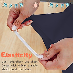 Lukeville Luxury Linen Cot Sheets for Daycare, Pre-School/Standard Size Daycare Cot Sheet 22" x 40" - Sleeping Cot Sheets - Breathable Microfiber Toddler Cot Bed Cover Sheet - (Pack of 6, Navy Blue)