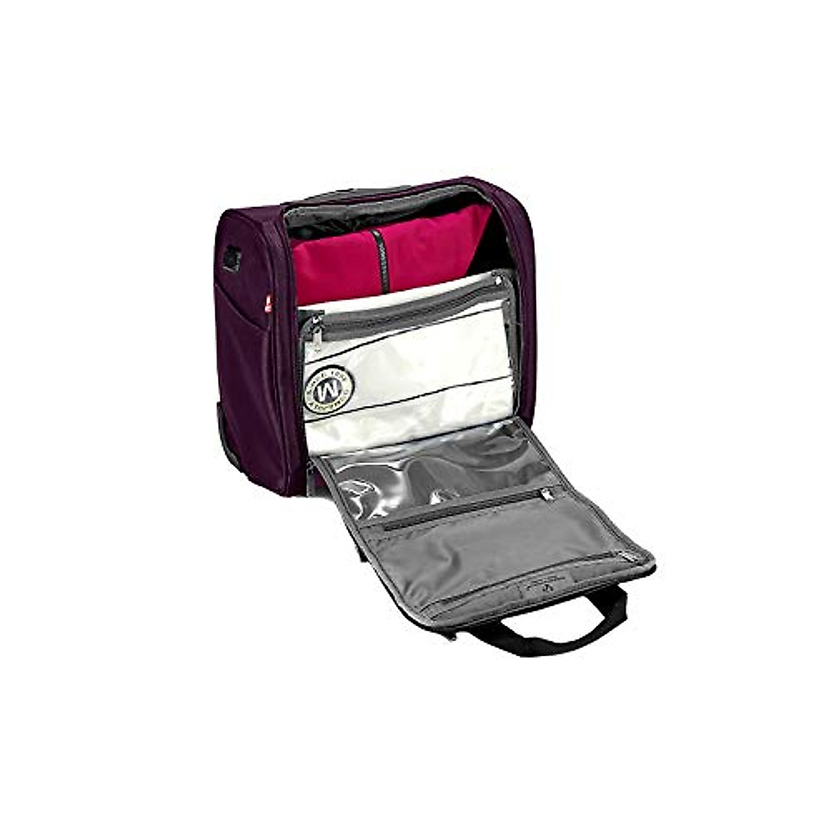 TPRC 15-Inch Smart Under Seat Carry-On Luggage with USB Charging Port, Telescoping Handles, Purple, Underseater