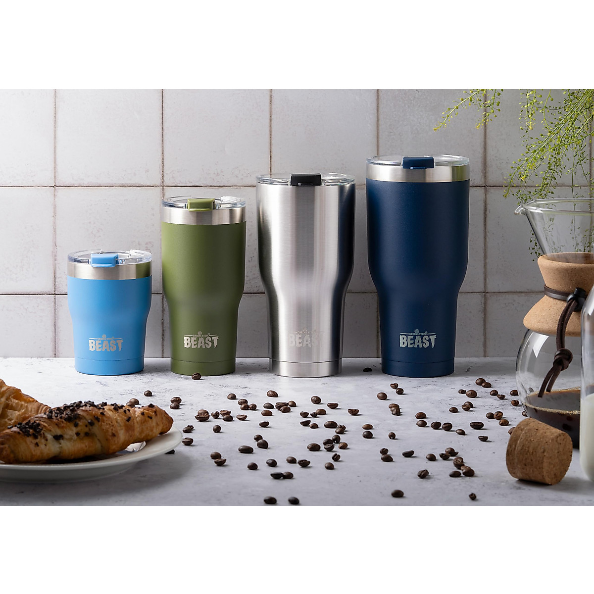 Beast 40 oz Tumbler Stainless Steel Vacuum Insulated Coffee Ice Cup Double Wall Travel Flask (Navy Blue)