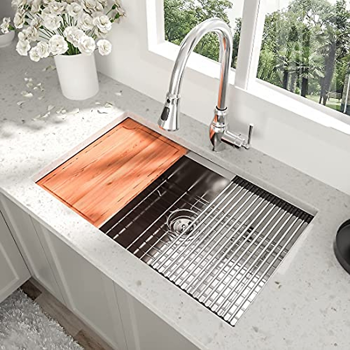 33 Inch Undermount Kitchen Sink - Beslend 33x19 Inch Undermount Sink Ledge Workstation Kitchen Sink Stainless Steel 16 Gauge 10 Inch Deep Single Bowl Kitchen Sink
