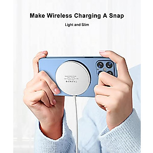 Basesailor Magnetic Wireless Charger with USB C Adapter,Portable Travel Cordless Qi Fast Charging Pad for MagSafe,iPhone 13 12 11 14 Pro Max Mini,SE XR XS,AirPods,Samsung Galaxy S23 S22 Z Fold Flip