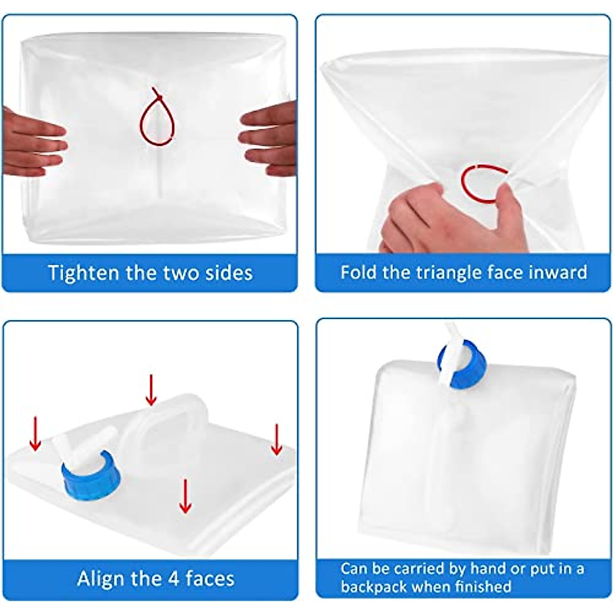 OMYOPY 2 Pack Collapsible Camping Water Container Carrier with Spigot, 5.3 Gallon Portable Foldable Water Storage Cube Jug Canteen Tank for Outdoor Sports Camping Hiking Emergency