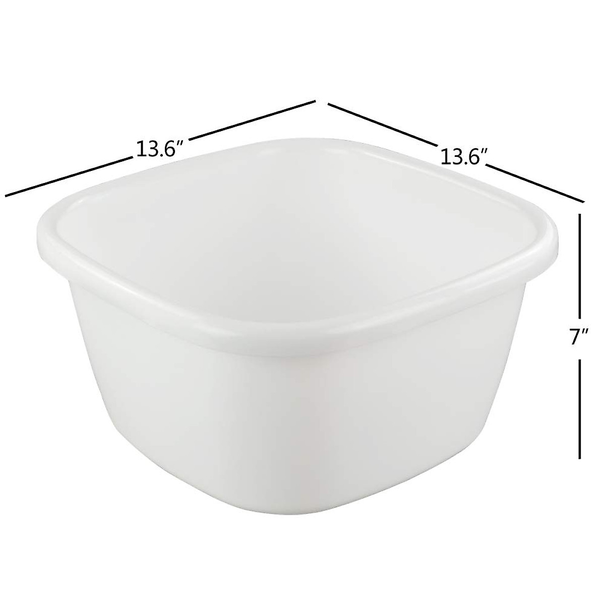 Ggbin 18 Quart Plastic Dish Pans, 13.58"x13.58"x7", 2 Packs(White)