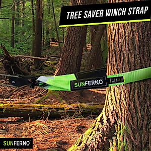 Sunferno Tree Saver Winch Strap 35,000 lbs Certified | Confidently Rig Your Winch Line | 3 inch x 8 Foot | Heavy Duty Emergency Off-Road Towing and Recovery Rope Winching Accessory for 4x4 and Truck
