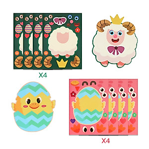Aitsite 36pcs Easter Animal Stickers with Bunny, Chicken, Easter Eggs, Easter Stickers, DIY Easter Art and Craft Stickers for Kids Home (24pcsDIY Sticker)
