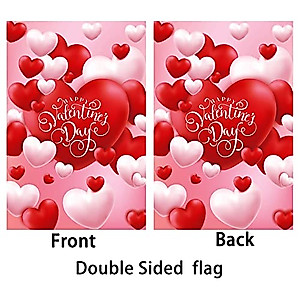 Flagmax Valentine Flag, Double Sided Valentine's Day Flag Red and White Love Valentine Garden Flag 28 x 40 Inch Valentine House Flags for Valentine's Day Decoration with 2 Grommets