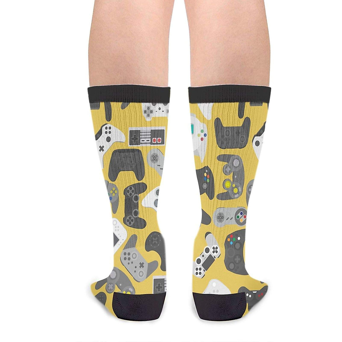 Yaateeh Video Game Gamer Controller Crew Socks Mid Calf Dress Socks Casual Long Tube Socks For Men Women Boy Girl