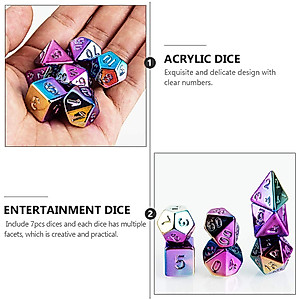 NUOBESTY 7pcs Polyhedral Dice Set Tabletop Roleplaying RPG Gaming Novelty Accessories for Role Playing Game Math Teaching
