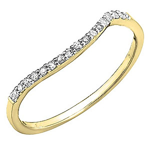 Dazzlingrock Collection 0.12 Carat (ctw) Round White Diamond Ladies Wedding Contour Band Guard Ring, 14K Yellow Gold, Size 6