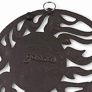gasaré, Trivet for Hot Dishes, Pots and Pans, Metal Trivet, Sun and Moon Design, Cast Iron, Rubber Feet Caps, Ring Hanger, 8 Inches, Brown Finish, 1 Unit