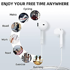 Wired Earbuds In-Ear Headphones with Microphone,HiFi Stereo Ear Phones-Powerful Bass Ear Buds-Tangle-Free Cord-3.5mm Jack Earphones-Comfortable&Compatible with iPhone iPad Laptop Android School Sports