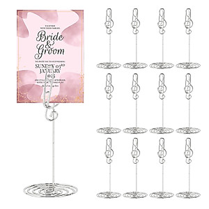 CHGCRAFT 12PCS Music Note Table Number Holders Place Card Holder Photo Holders for Tables Cards Stand Name Menu Clips Table Sign Holders for Wedding Anniversary Birthday, Silver