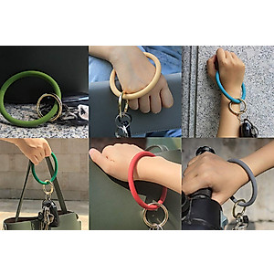 YAKA Silicone Wrist Keychain Circle Bracelet Rubber Bangle Round Keyring Holder(Jay Blue)