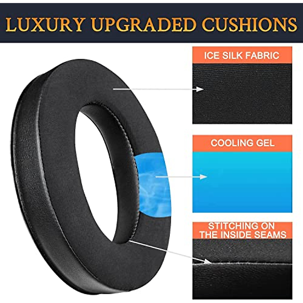 SOULWIT Cooling Gel Ear Pads for Sennheiser HD599/HD598/SE/CS/SR/HD595/HD569/HD558/HD518/HD515/Game Zero/G4ME Zero, Earpads Cushions for PC37X/PC38X/PC350/PXC350/PXE350/PC360/HD380/HD380-Pro/HME95