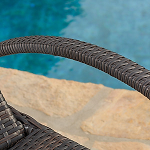 (Set of 4) Olivia Outdoor Brown Wicker Armed Chaise Lounge Chair