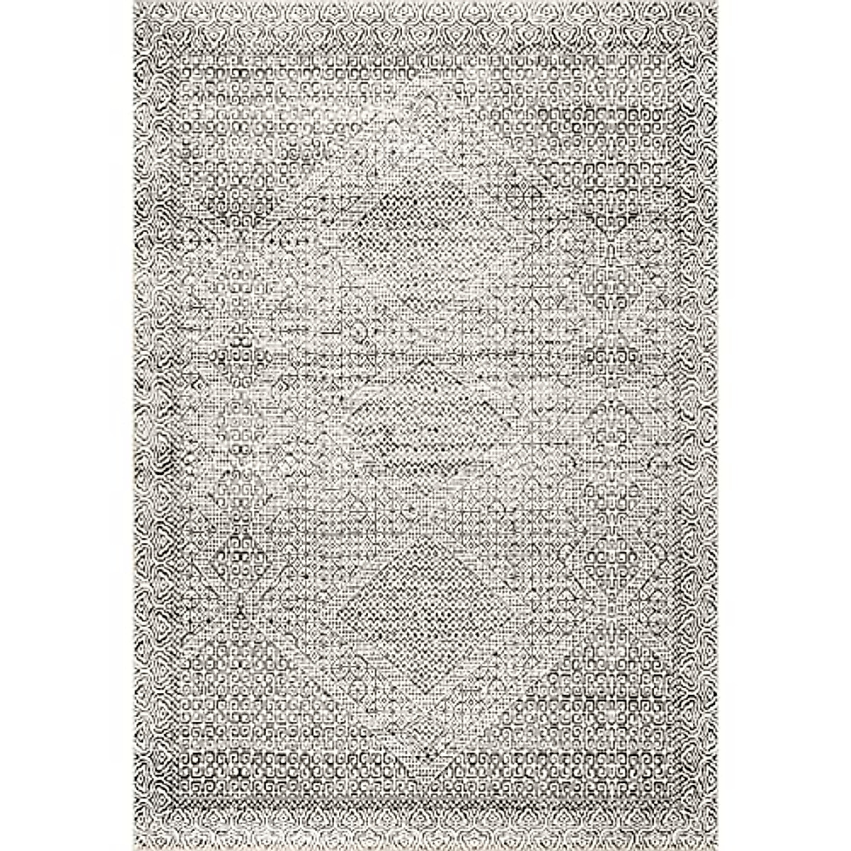 nuLOOM Abstract Tribal Machine Washable Ultra Thin Area Rug, 8x10, Grey