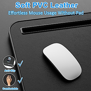 EVETTO Laptop Bed Desk, X-Large Leather Adjustable Computer Bed Table Tray, Foldable Laptop Lap Desk for Bed Sofa Couch Floor Writing Eating Working with Drawer 2 Movable Stoppers (23.6 inch, Black)