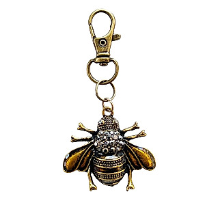 Gothic Bee Zipper Pull for Backpacks, Cute Rhinestone Purse Charms, Unique Vintage Style Insect Handbag Jewelry, Victorian Steampunk Zipper Charms, Camera Bag Charms, Cool Key Chain Charm