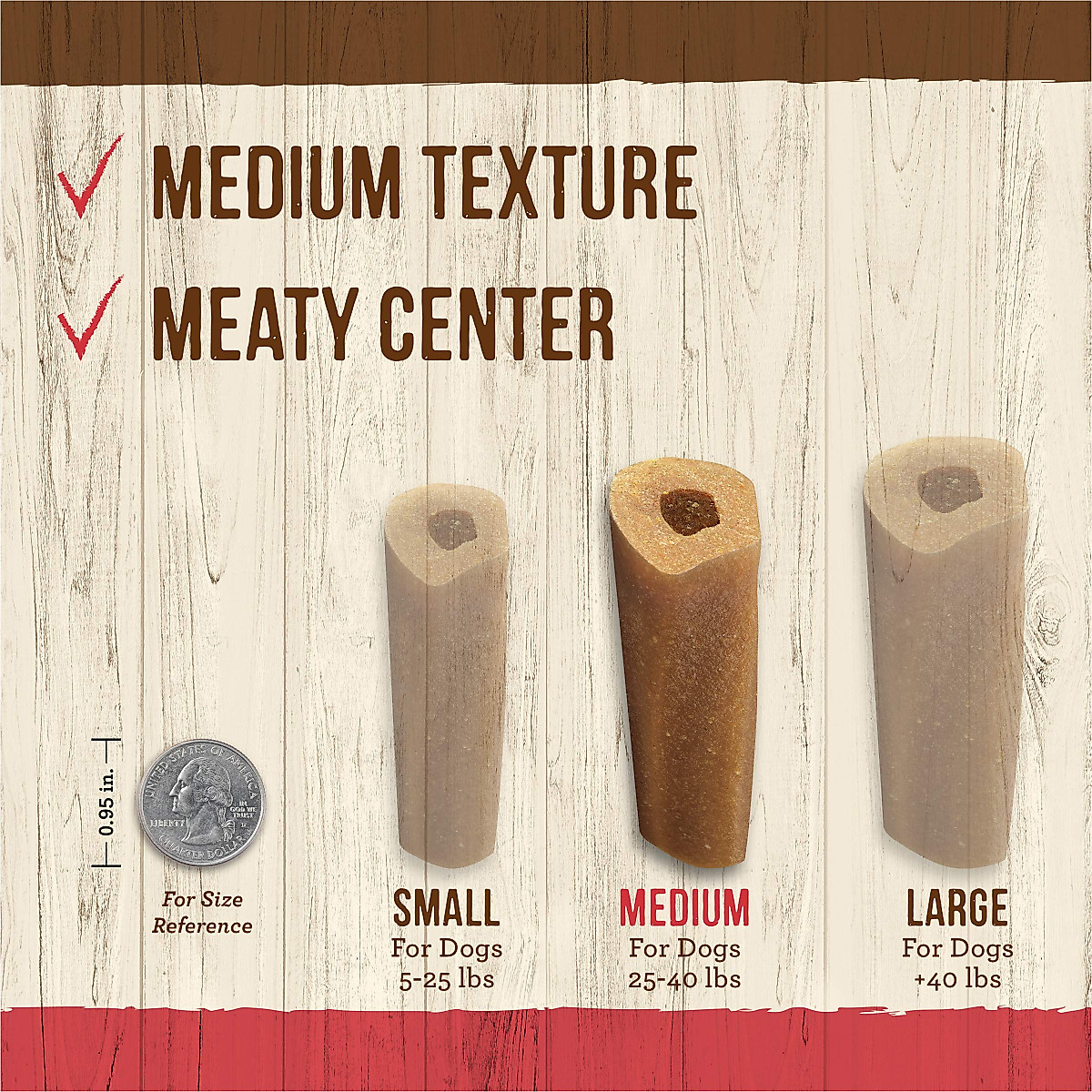 Merrick Natural Cuts Chicken Free Non Rawhide Medium Dog Chews, Medium Texture Chew Sticks With Real Beef - 1 Pack