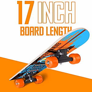 Rude Boyz 17" Micro Complete Skateboard | Maple Wood | ABEC 7 Bearings | Double Kick Concave Deck | Kids Skateboard, Ideal Toddler Cruiser Skateboard Ages 2-5