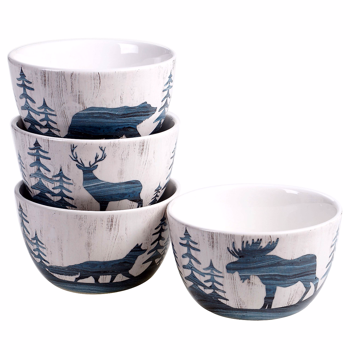 Certified International Fluidity Lodge 5.25" Ice Cream/Dessert Bowls, Set of 4 Assorted Designs