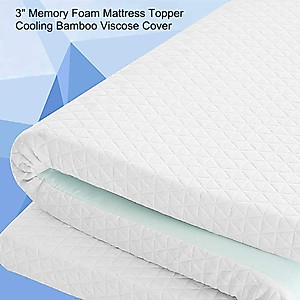 ABAKAN 3 Inch Memory Foam Mattress Topper King Size - Cooling Gel Bed Topper for College - Firm Mattress Topper for Back Pain (with Removable Soft Bamboo Fiber Cover)