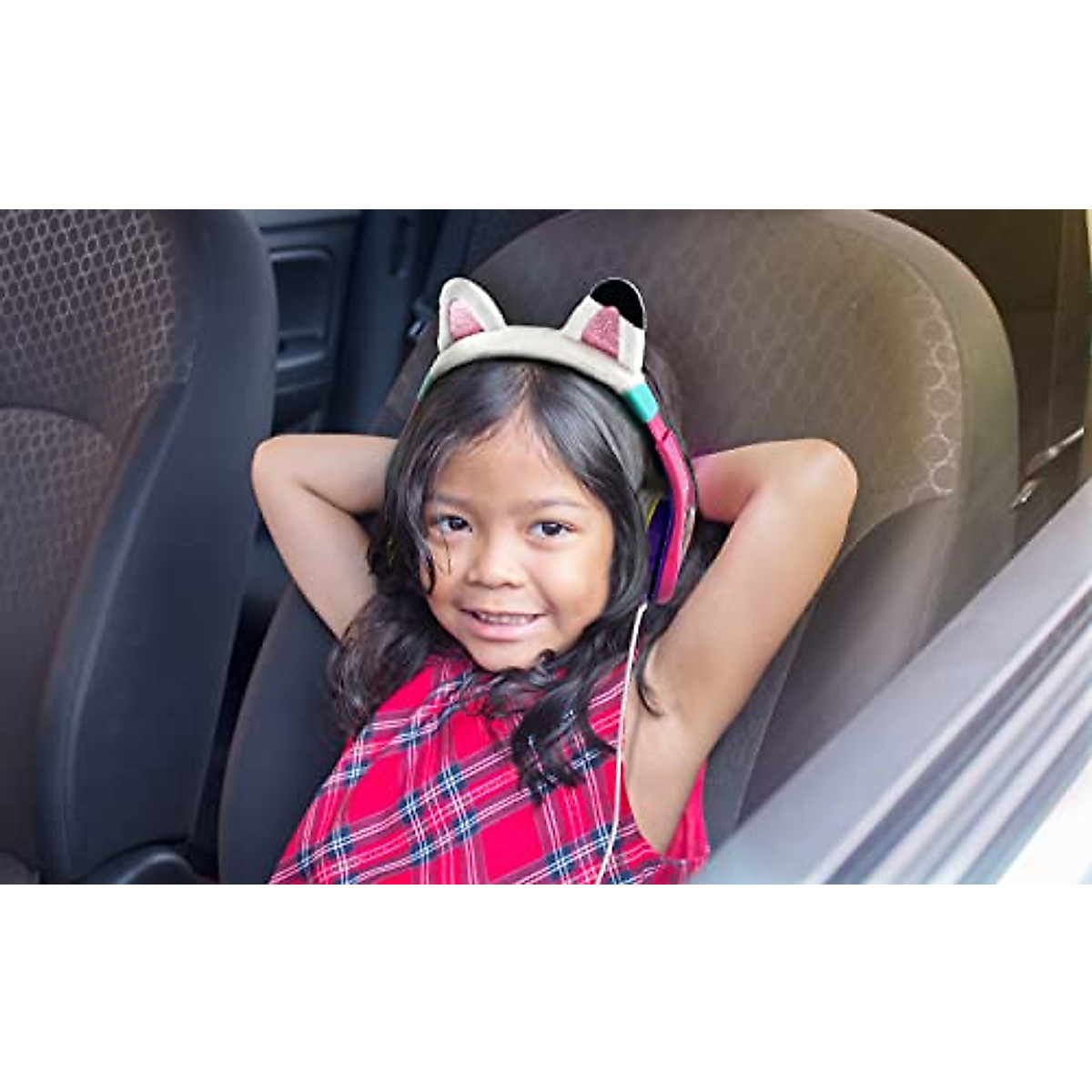 eKids Gabbys Dollhouse Headphones for Kids, Wired Headphones for School, Home or Travel, Tangle Free Toddler Headphones with Volume Control, 3.5mm Jack, Includes Headphone Splitter