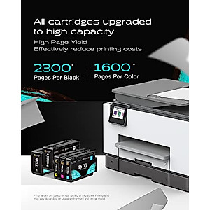 【Upgrade Chip】 950XL 951XL High-Yield Ink Cartridges 5 Combo Pack, Replacement for HP 950 951 XL Ink Cartridges, Works with OfficeJet Pro 8600 8610 8620 8625 Printer (2BK/1C/1M/1Y)