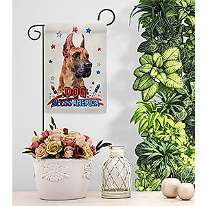 Breeze Decor Patriotic Fawn Dane Garden Flag Set Wood Dowel Dog Puppy Spoiled Paw Canine Fur Pet Nature Farm Animal Creature House Banner Small Yard Gift Double-Sided, Made in USA