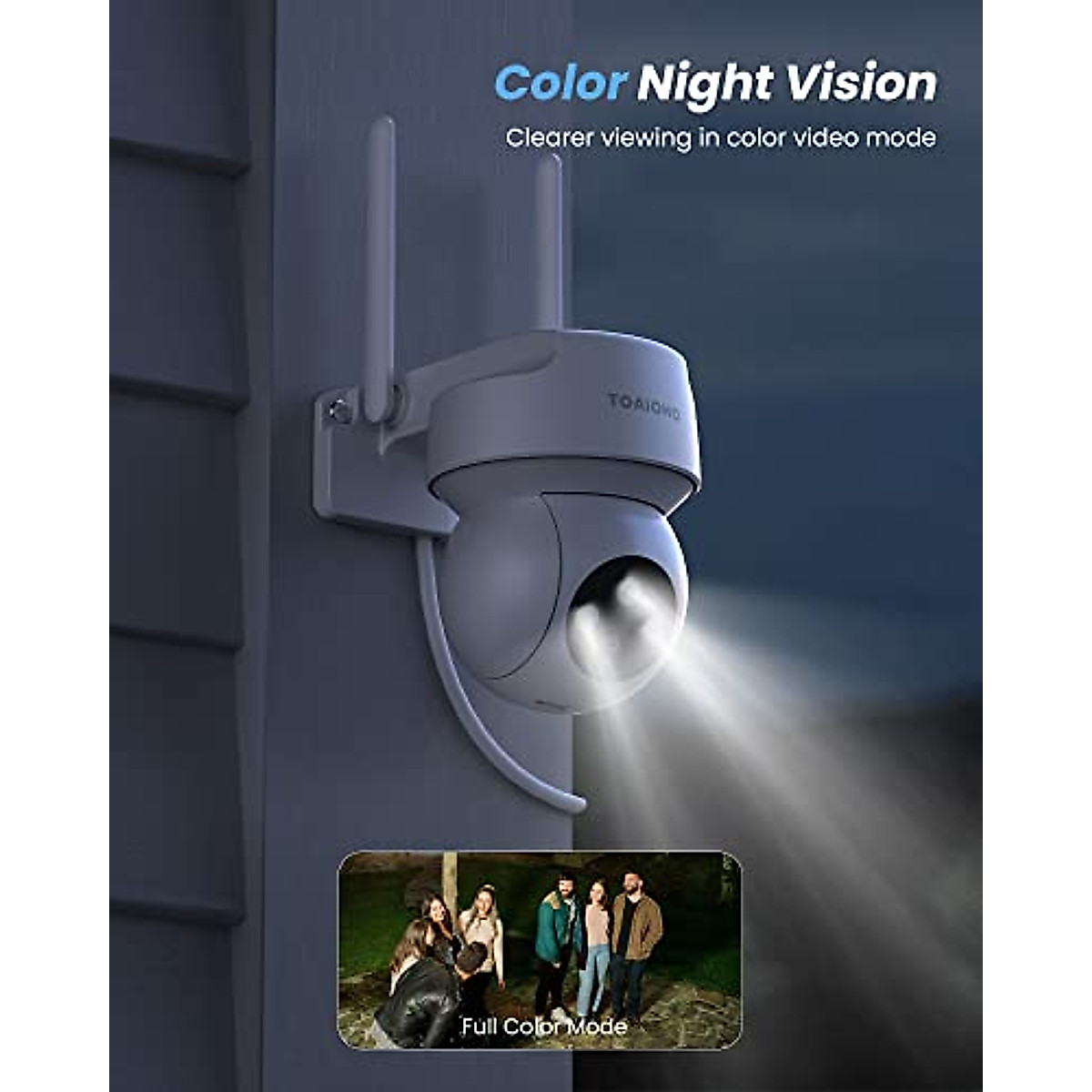 TOAIOHO 2K Security Camera Outdoor, Camera for Home Security Outside with Color Night Vision, Motion Detection and Alarm, 2-Way Talk, IP66 Waterproof, 360°Viewing,SD Card & Cloud Service