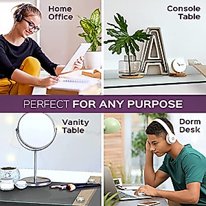 bonVIVO Massimo Small Desk - 43 Inch, Modern Computer Desk for Small Spaces, Living Room, Office and Bedroom - Study Table w/Glass Top and Shelf Space - White