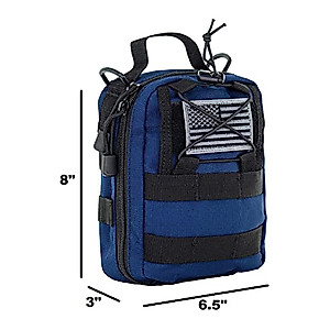 LINE2design First Aid (Ifak) Pouch EMS Bag - EMT Emergency Medical Trauma Pack Bags Tactical EDC Rescue Utility Gear IFAK Bags for Hiking Stop Bleeding Includes USA Patch - Navy