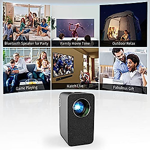 Portable Projector Native 1080p Home Theater, WiFi Projector Wireless for Android/iOS and Support iOS Cable Cast, LED Mini Projectors Built-in Bluetooth Speaker, Compatible with TV Stick,DVD,PC,HDMI