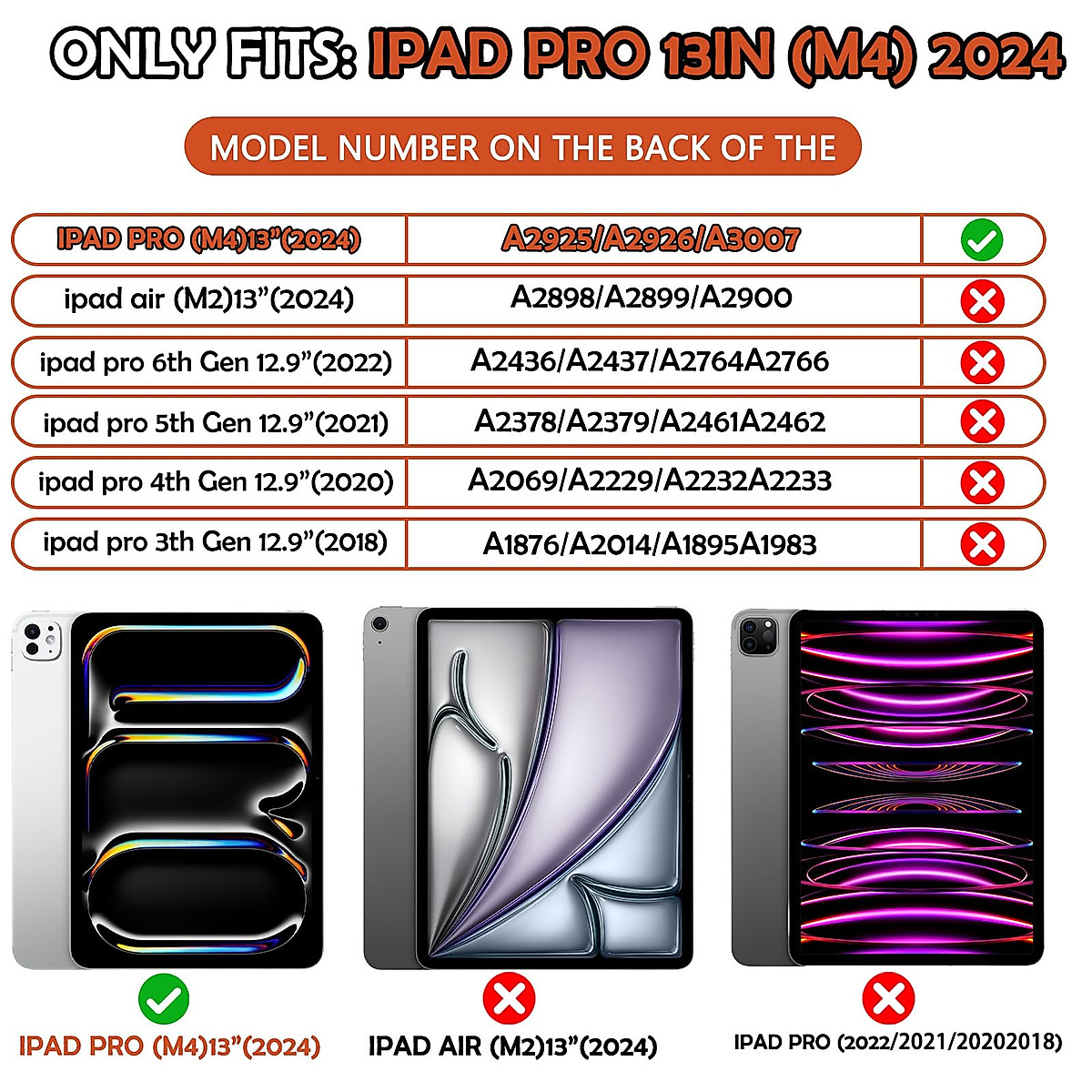 Cabreche Compatible with iPad Pro 13 Inch M4 Case 2024 with Pencil Holder TPU Back Case Auto Sleep/Wake Cover for Girls Women Men Cute Preppy Cool (PS12-Blue, Pro13 inch 2024)