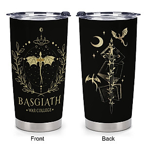 Fourth Dragon Tumbler Wing Empyrean Rider War College 20 oz Stainless Steel Insulated Tumblers with Lid and Straw Bookish Acotar Travel Coffee Mug Gifts