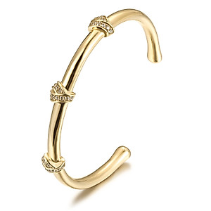 CIUNOFOR 18K Gold filledfor Her Women Bracelet Bangle with Cubic Zirconia Stones Hinged Jewelry with Crystal Oval Love For Men Friendship Birthday Present