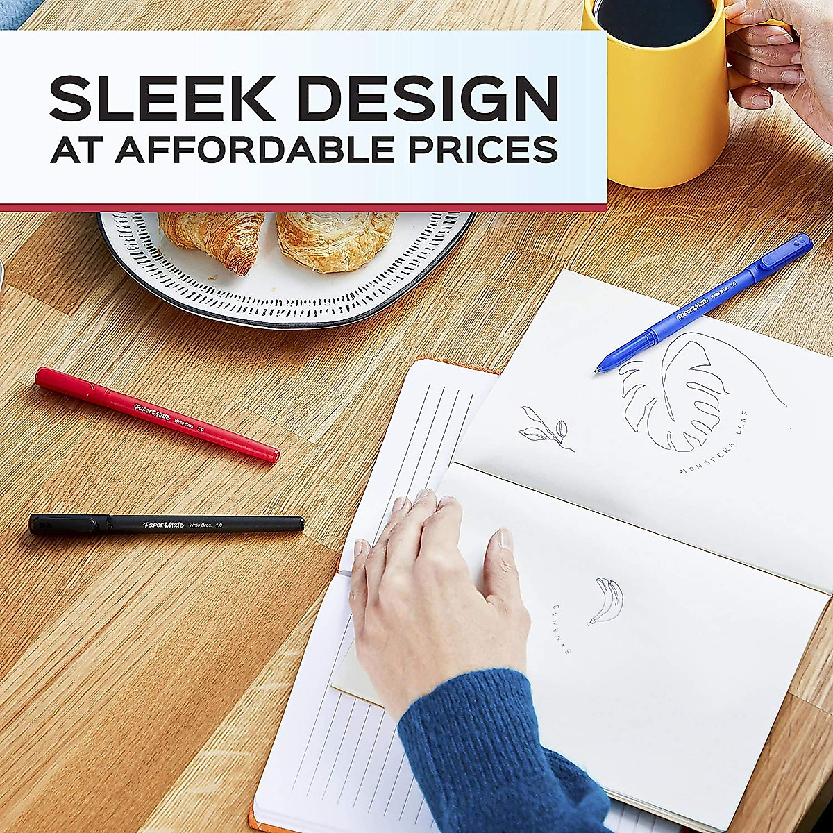 Paper Mate Ballpoint Pens, Write Bros. Black Ink Pens, Medium Point (1.0mm), 60 Count