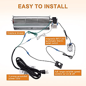 Adviace BKT BK Blower Fan Kit for Desa Tech, FMI, Vanguard, Vexar & Astria Fireplaces, GA3650 GA3700 GA3750 GA3650T GA3700T GA3750A Fireplace Blower Kit for Comfort Flame & Comfort Glow Fireplaces
