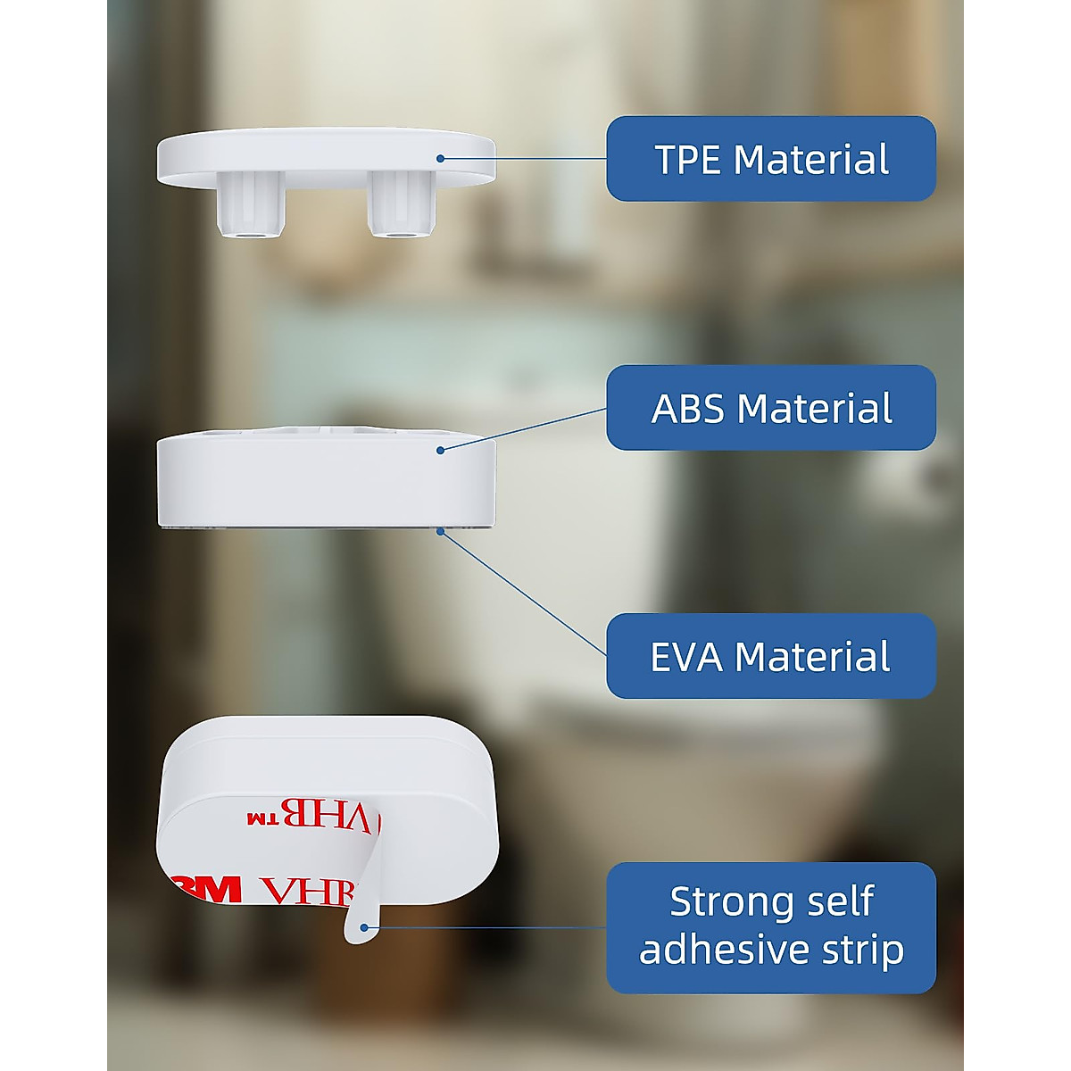 Hibbent 4 pieces Toilet Seat Bumpers for Bidet, Strong Adhesive Toilet Seat Bumpers for Use with Bidet Attachment, Universal Buffer Toilet Lid Rubber Bumpers, White