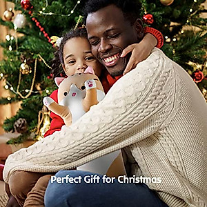 Colixpet Cat Plush Soft Long Body Pillow, Cute Cat Stuffed Animals Cuddly Plushies Kitten Plush Throw Pillow Doll Toy Gift for Christmas Birthday Girls Boys Brown 50cm/19.68Inch