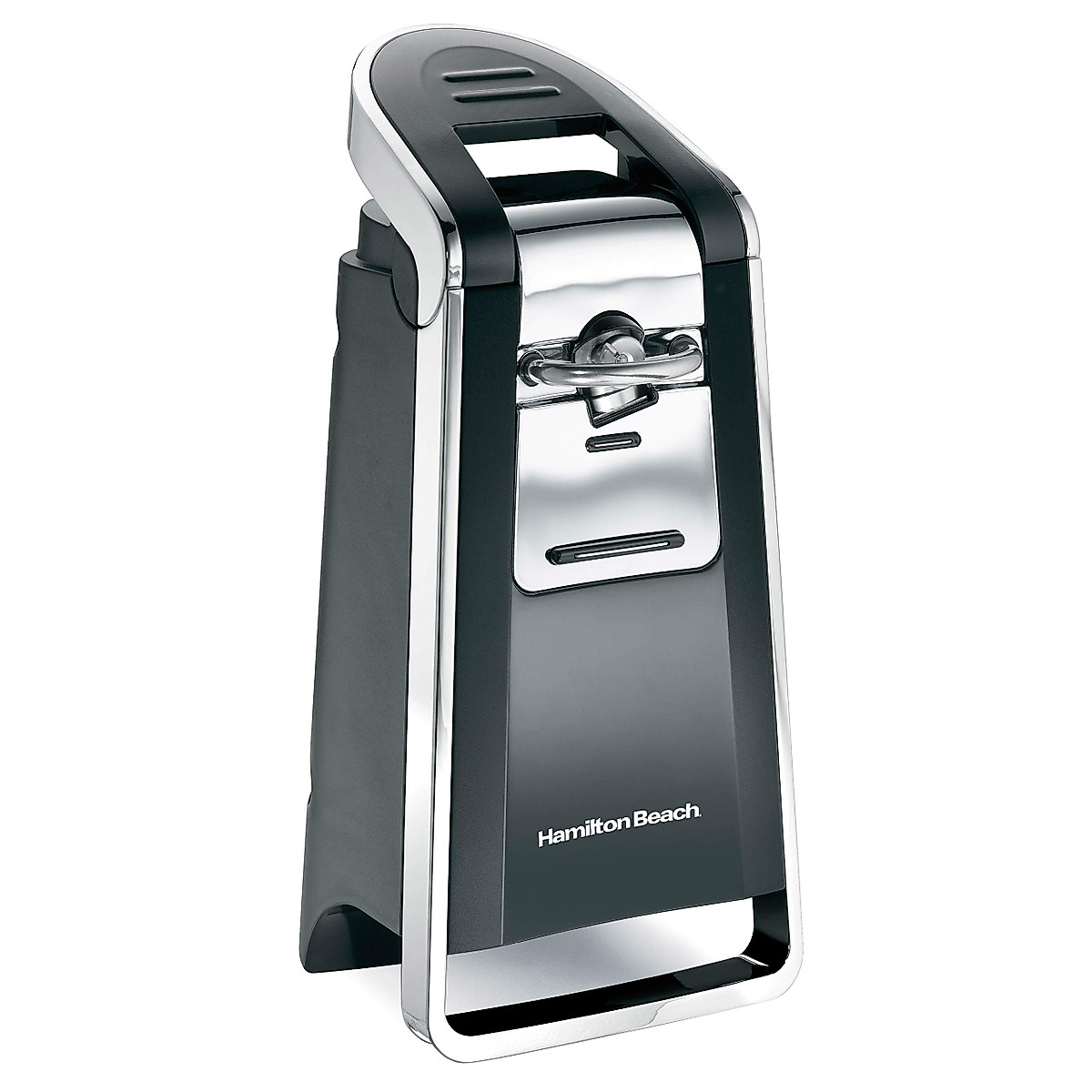 Hamilton Beach (76606ZA) Smooth Touch Electric Automatic Can Opener with Easy Push Down Lever, Opens All Standard-Size and Pop-Top Cans, Extra Tall, Black and Chrome