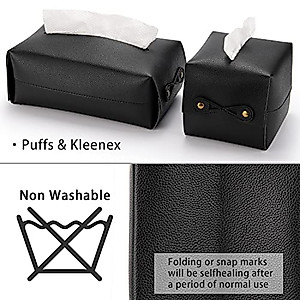 HELMDY Tissue Box Cover Rectangular: Modern Decorative PU Leather Tissue Box Organizer Holder 9.84"X5.51"X3.86" for Bathroom Vanity Countertop & Night Stands & Office Desk & Car (Black)