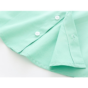 Kimocat Baby Clothes Gentleman Suit Style Short Sleeve Shirt + Bowtie + Short Suspenders (Green, 0-6 Months)